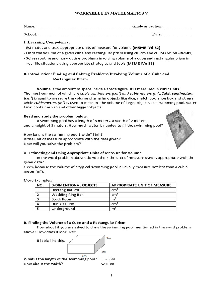 Math 5 - (3) Problems Involving Volume of A Cube and Rectangular Prism ...