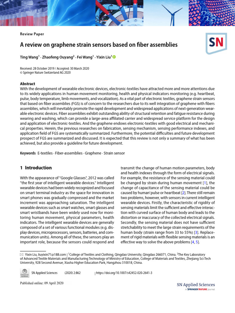 Graphene Strain Sensors in E-Textiles | PDF | Graphene | Carbon Nanotube