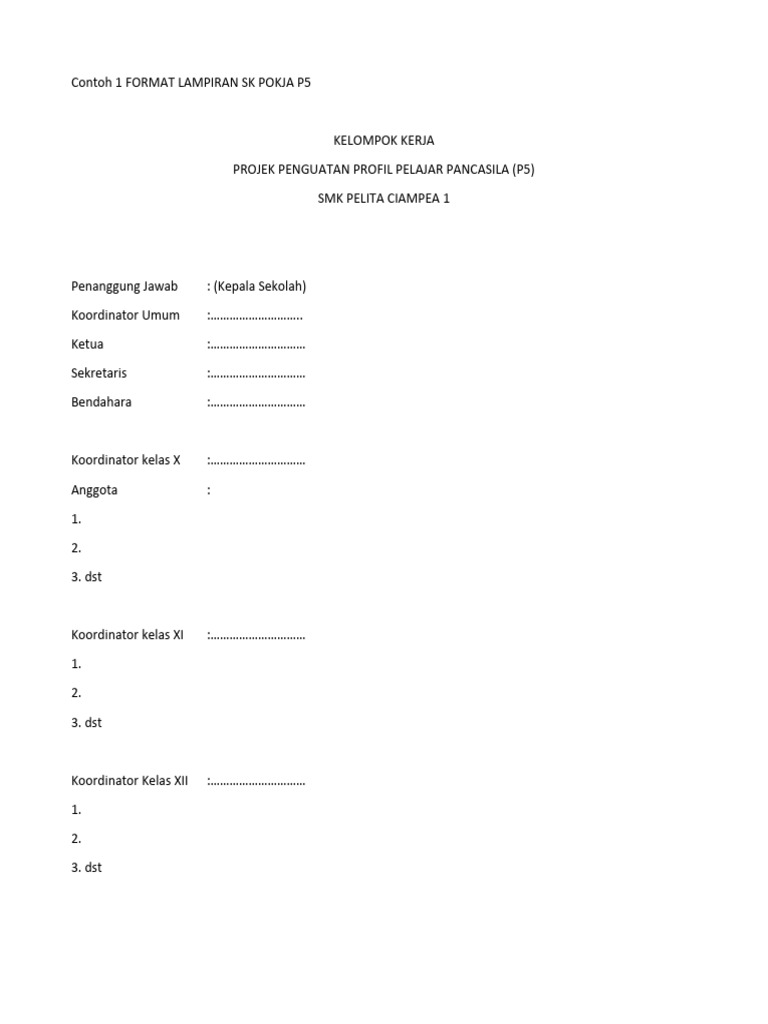 Contoh Format POKJA P5 | PDF