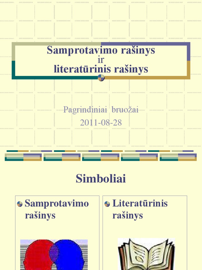 Samprotavimo Rasinys Ir Literaturinis Rasinys | PDF