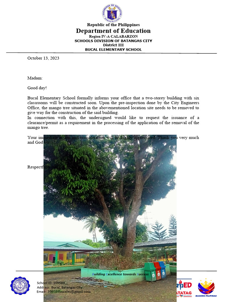 Request Letter For Removal of Tree | PDF