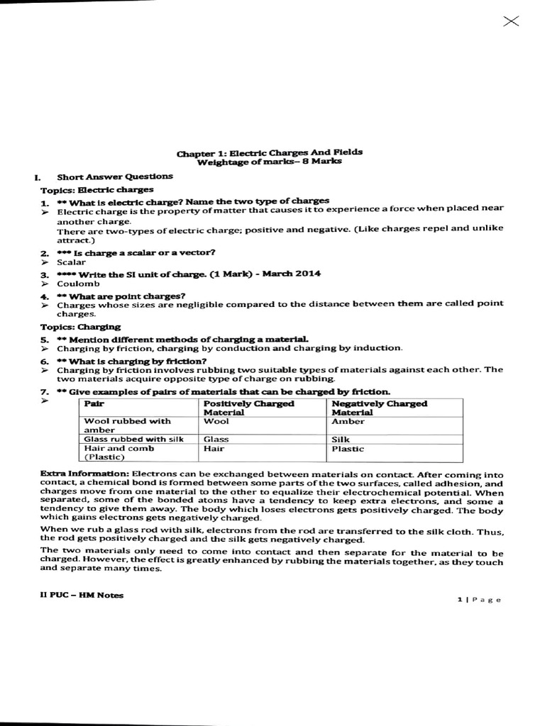 HM Notes - Electric Charges and Fields | PDF | Electric Charge | Flux