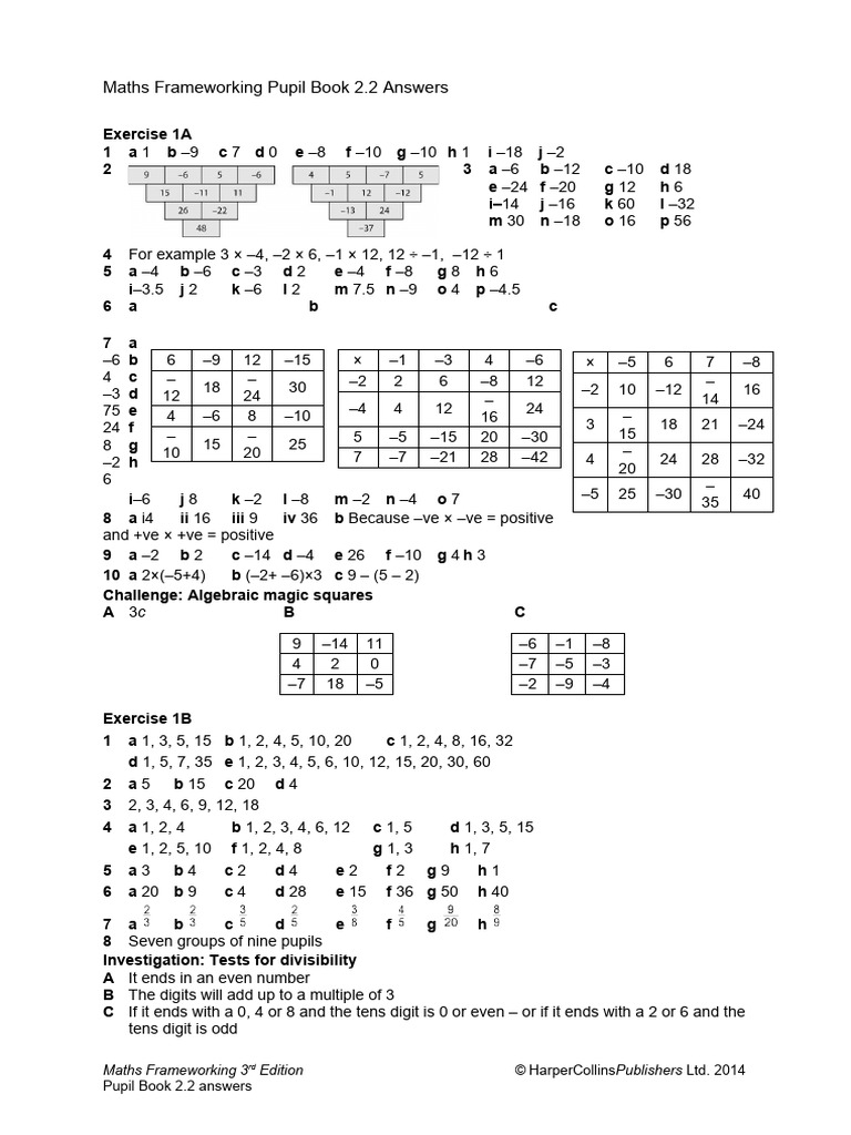 Maths Frameworking 2.2 Answers 2 | PDF | Rectangle | Elementary Geometry
