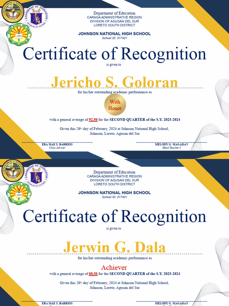 Certificates 2nd Quarter | PDF