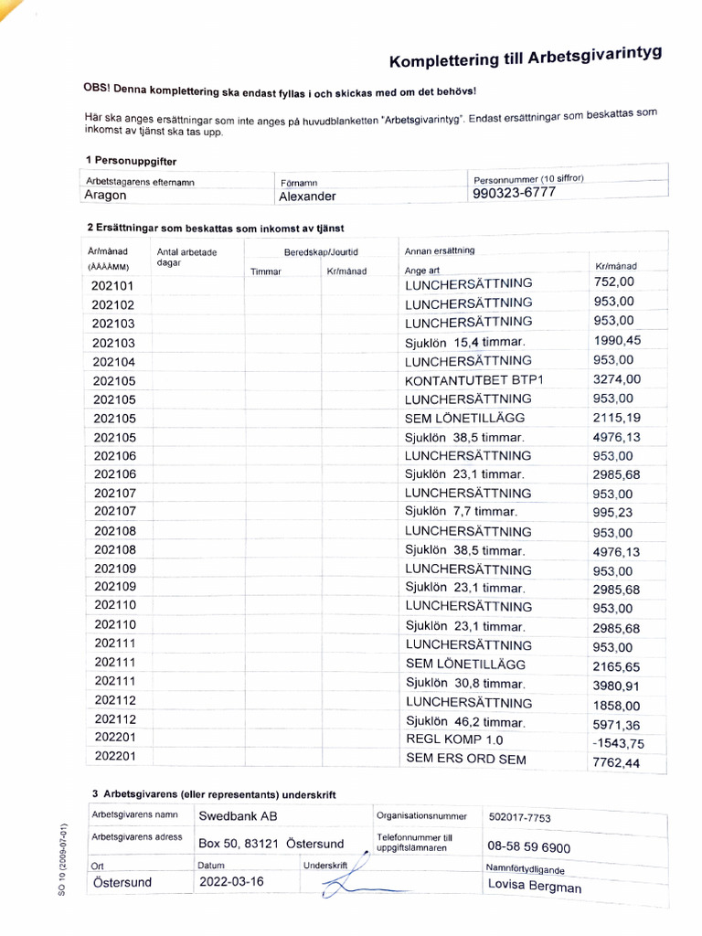 Arbetsgivarintyg Sid3-4 | PDF