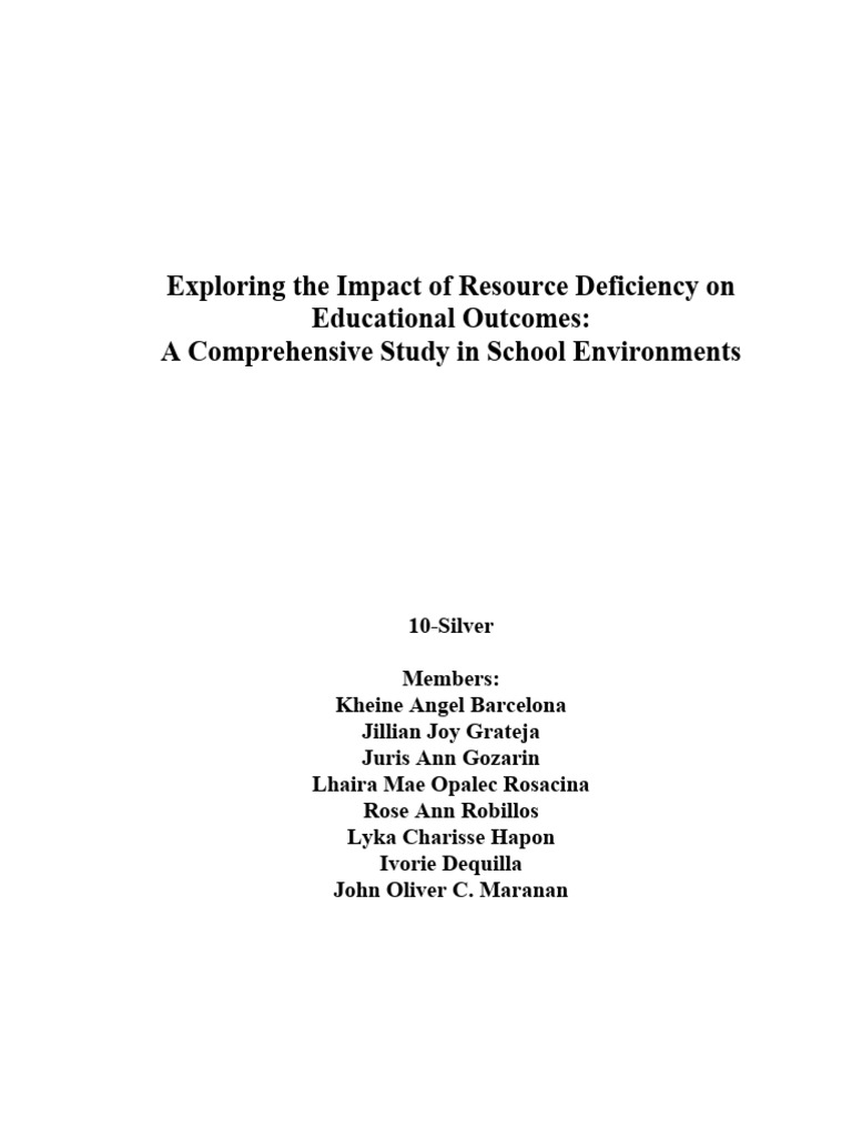 Exploring The Impact of Resource Deficiency On Educational Outcomes ...