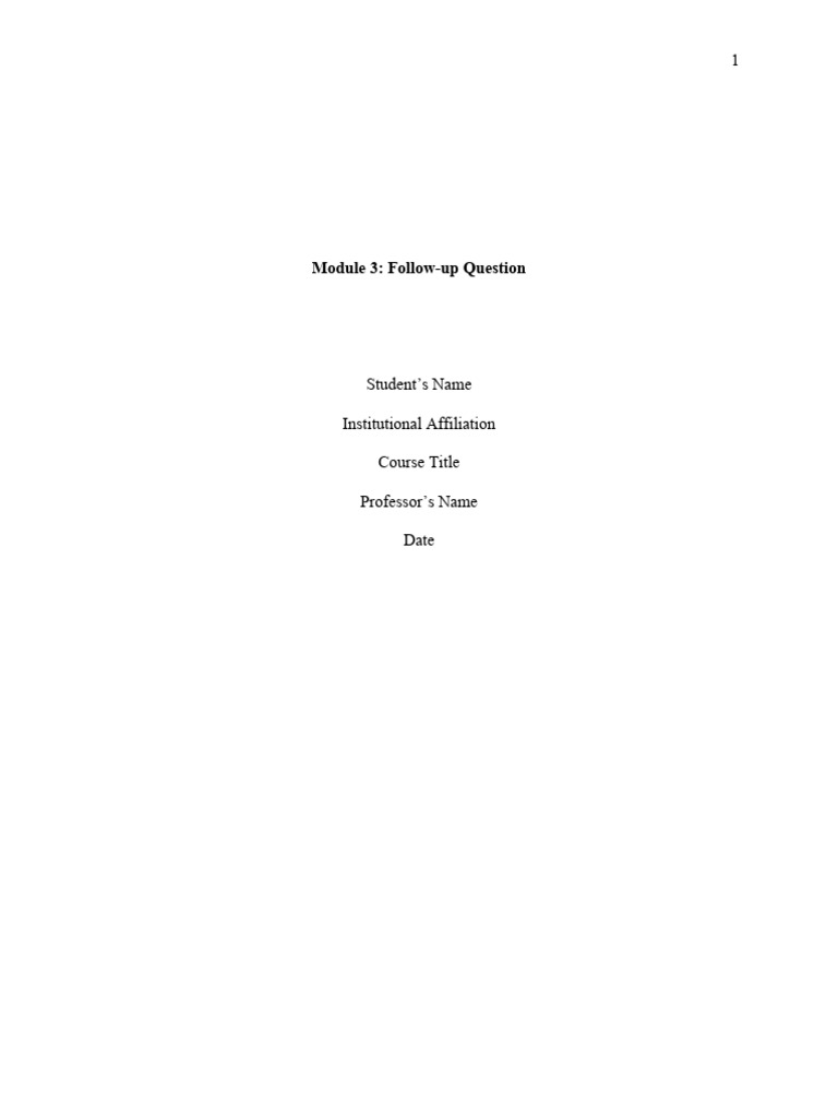 Module 3 Follow-up Question.edited | PDF | Self Esteem | Behavioural ... Module 3 Follow-up Question.edited | PDF | Self Esteem | Behavioural ...