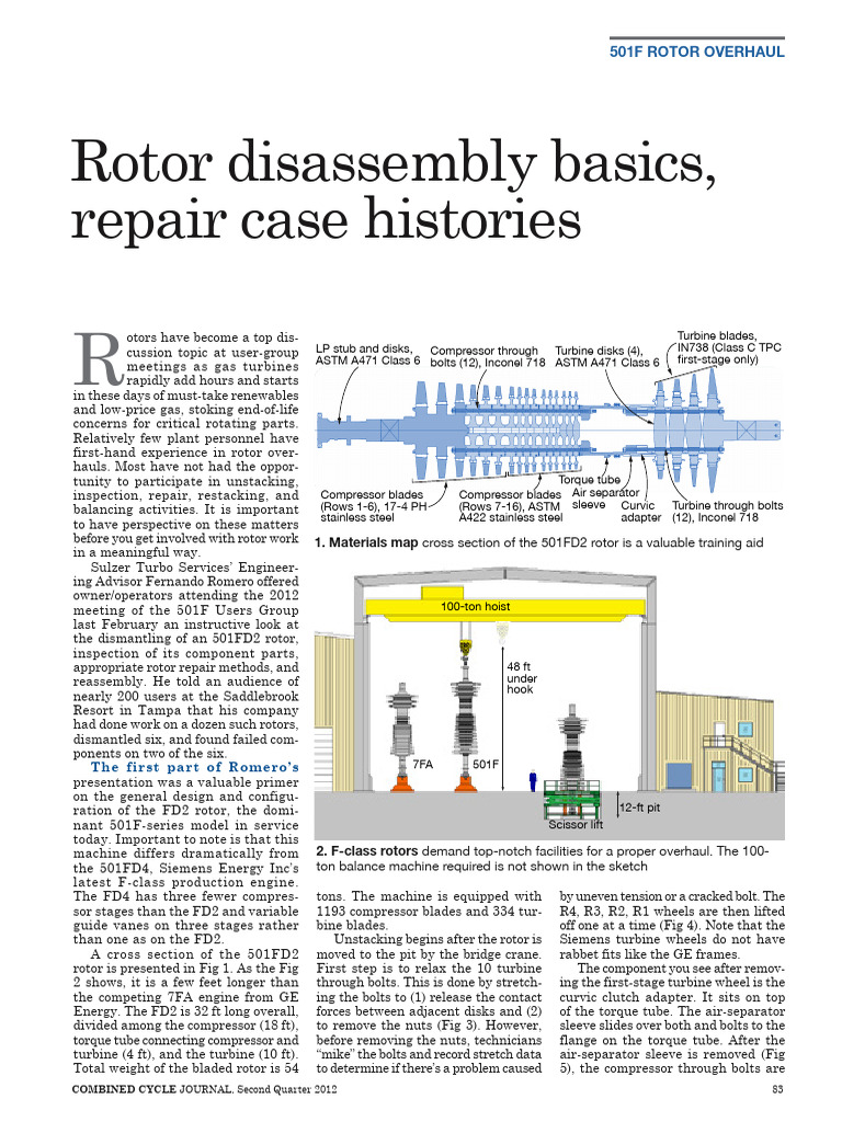 CCJ2012Q2 - GT Rotor Disassembly and Repair | PDF | Turbine | Welding