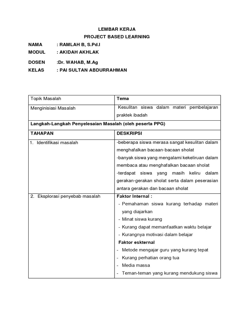 Lembar Kerja PJBL Ramlah B | PDF