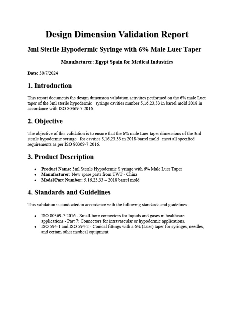 Dimension Design Validation | PDF | Syringe