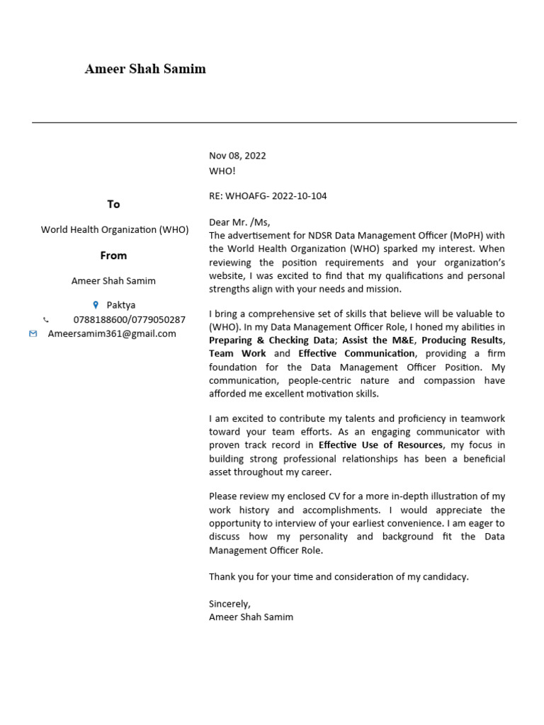 Ameer Shah Samim CL&CV (WHO) | PDF | Career & Growth | Self-Improvement