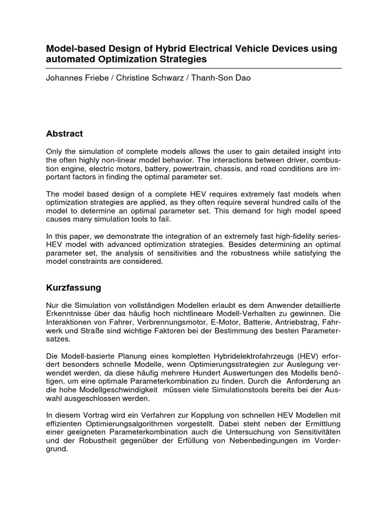 Maplesoft ISKO Designing HEVs Using Optimizationstrategies | PDF ...