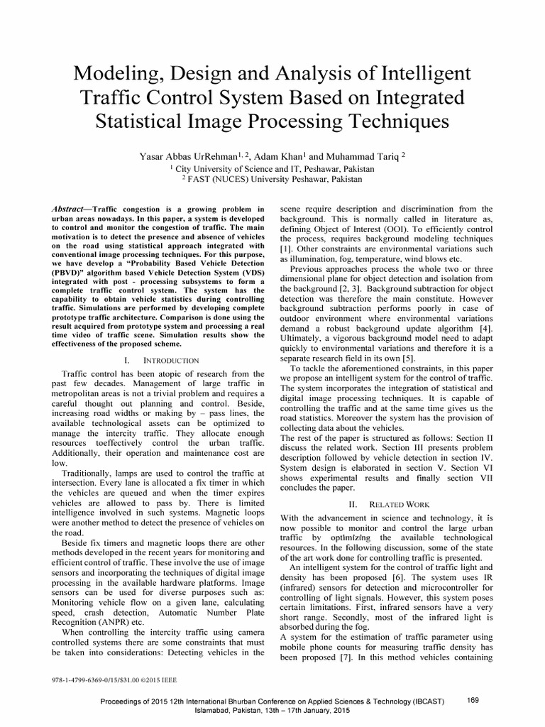 Modeling Design and Analysis of Intelligent | PDF | Traffic | Infrared