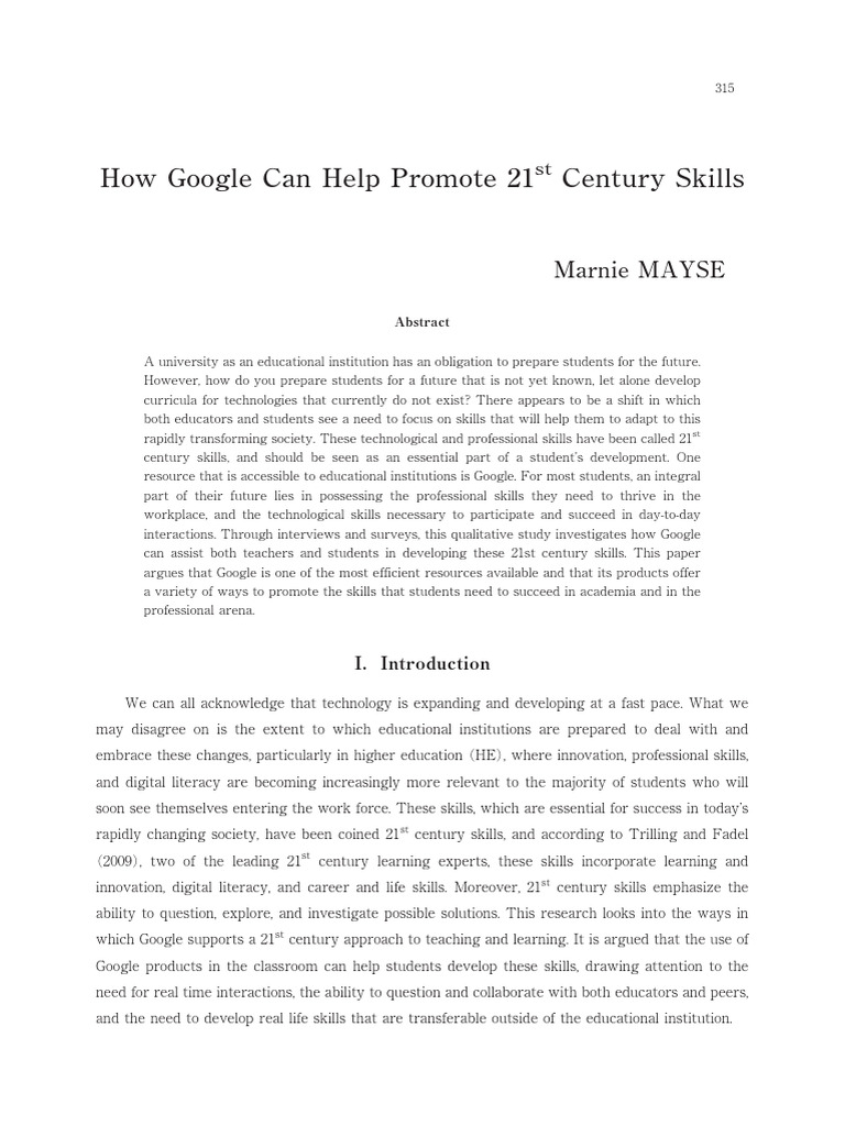 How Google Can Help Promote 21st Century Skills | PDF | Pedagogy | Teachers