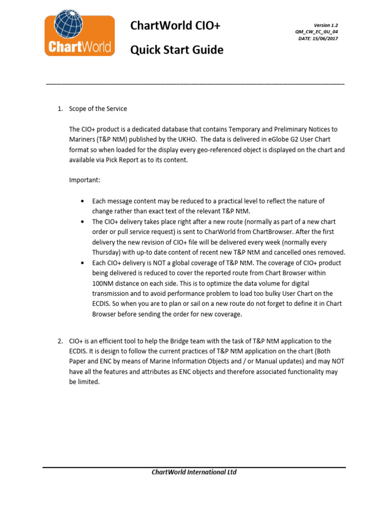 QM - CW - EC - GU - 04 ChartWorld CIO+ Quick Start Guide-Min | PDF | Computer Architecture ...