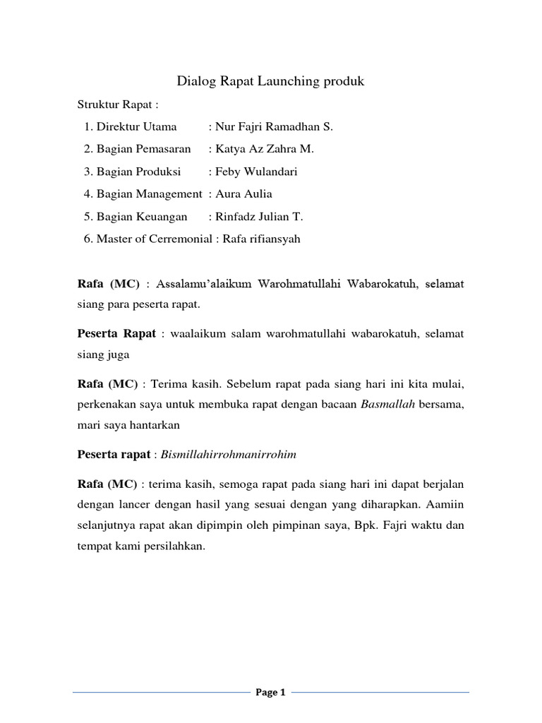 Dialog Rapat Launching Produk Ura | PDF
