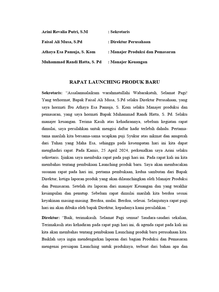 Script Rapat Yang Beneeer | PDF | Karier & Perkembangan | Bisnis