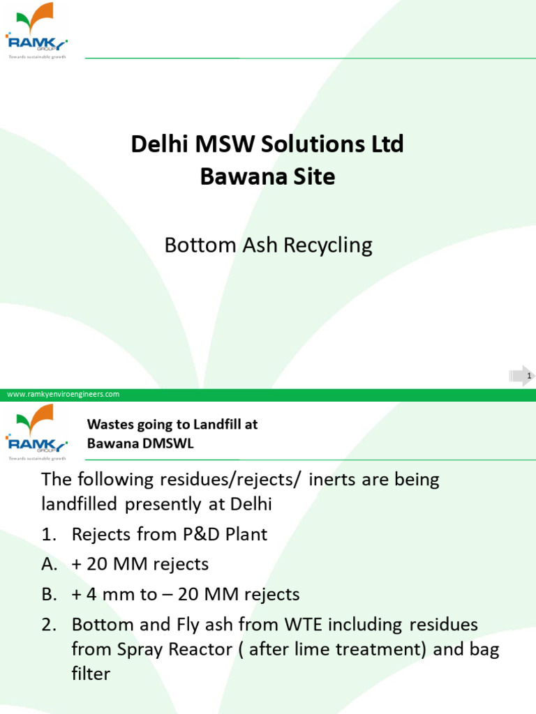 DMSWSL Ash recycling unit | PDF | Recycling | Sand