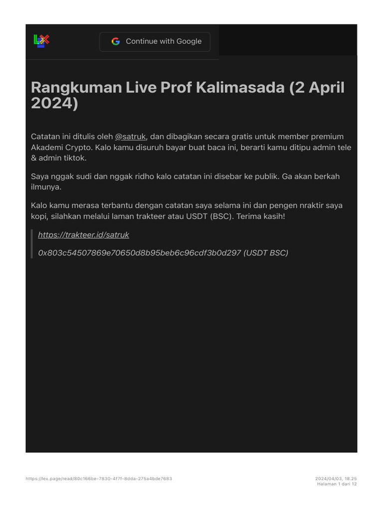 Rangkuman Live Prof Kalimasada 2 April 2024 | PDF