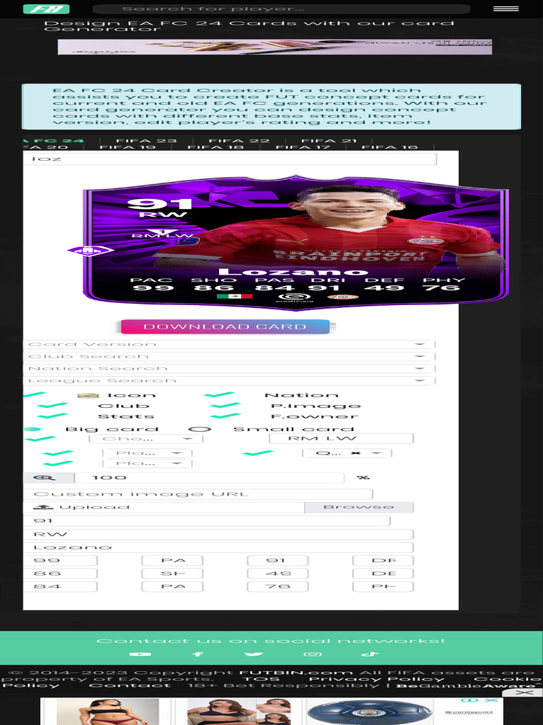 EA FC 24 Card Creator Generator FUTBIN | PDF
