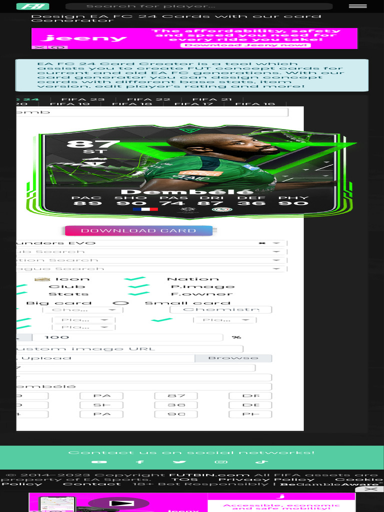EA FC 24 Card Creator Generator FUTBIN 2 | PDF