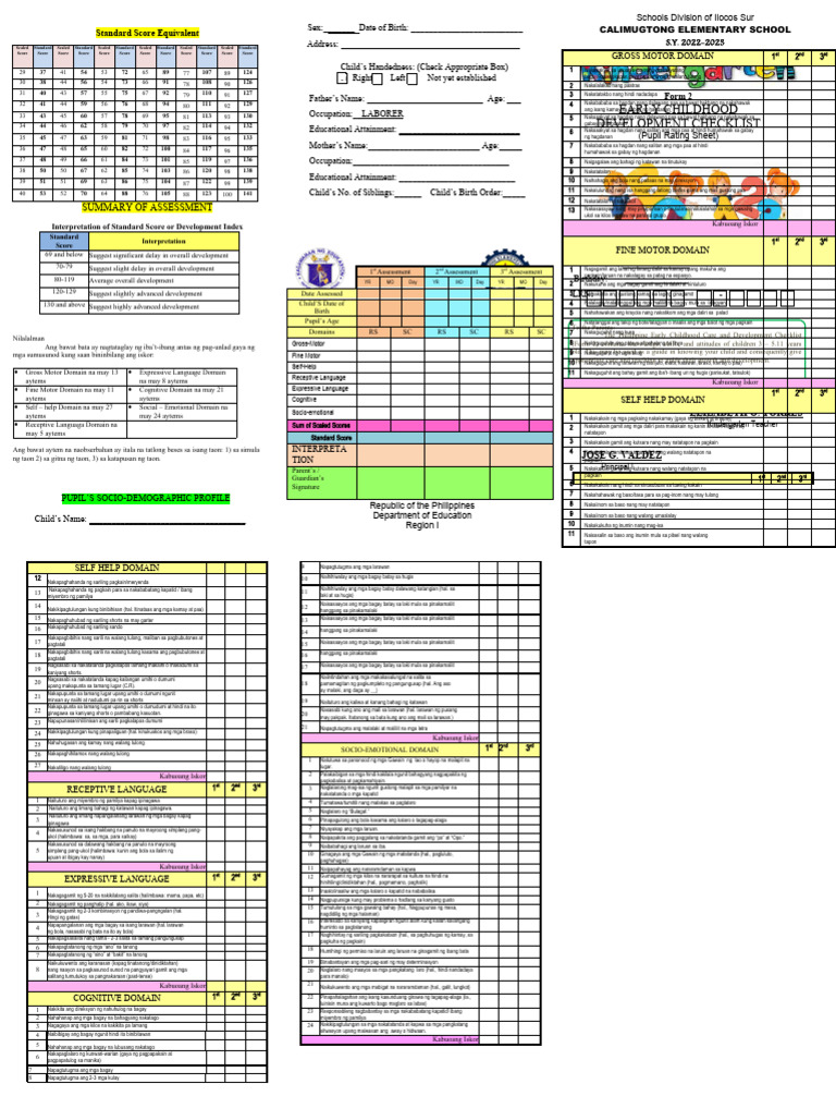 ECCD Filipino CheckLIST 2022 2023 3 | PDF