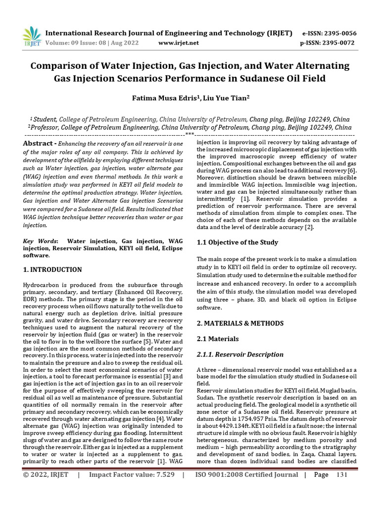 Comparison of Water Injection Gas Inject | PDF | Enhanced Oil Recovery ...