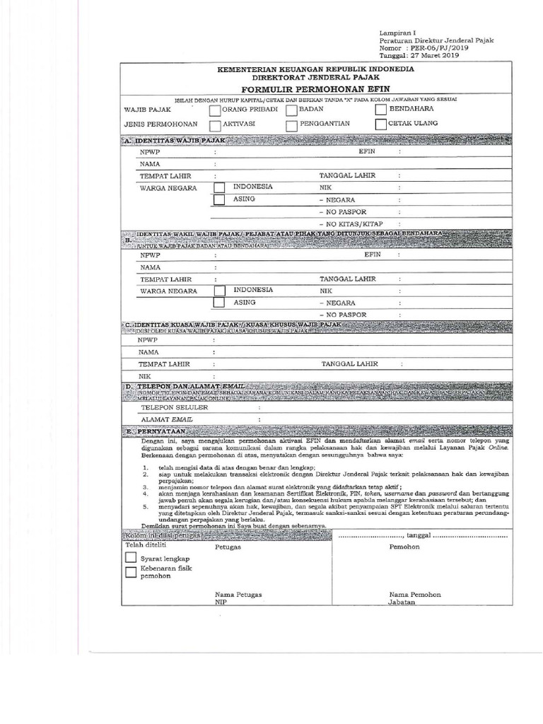 Form Aktivasi EFIN | PDF
