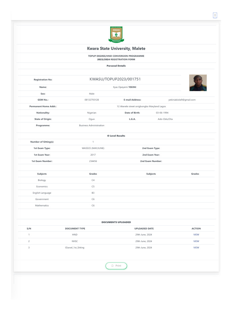 KWASU Top-Up Degree Registration 2023 | PDF | Educational Stages