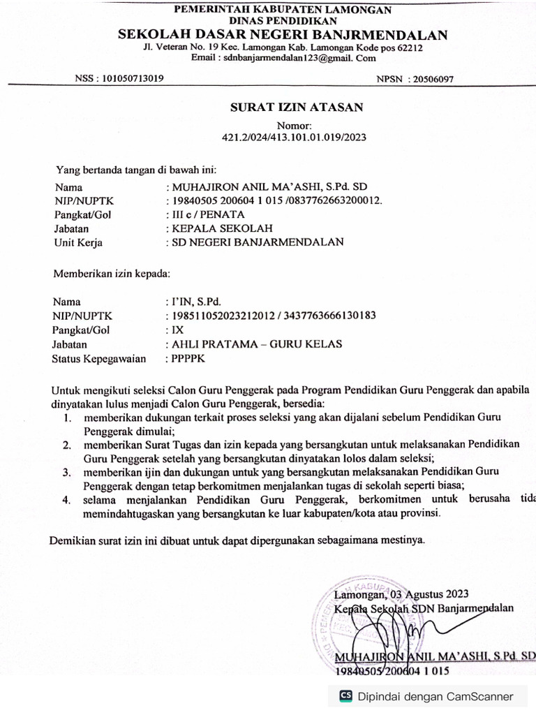 Surat Ijin Atasan | PDF