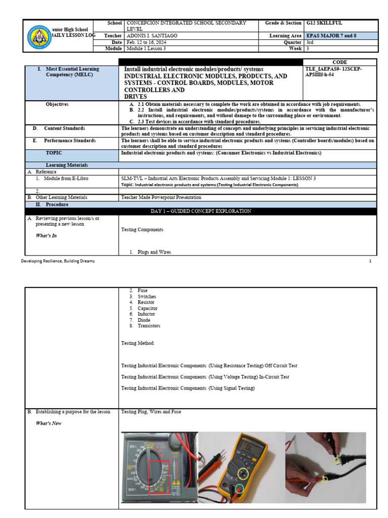 WEEK 3 2nd SEM 3rd QRT DLL-EPAS12 MAJOR 7 & 8 Feb 12 - 163, 2024 | PDF | Electronics ...