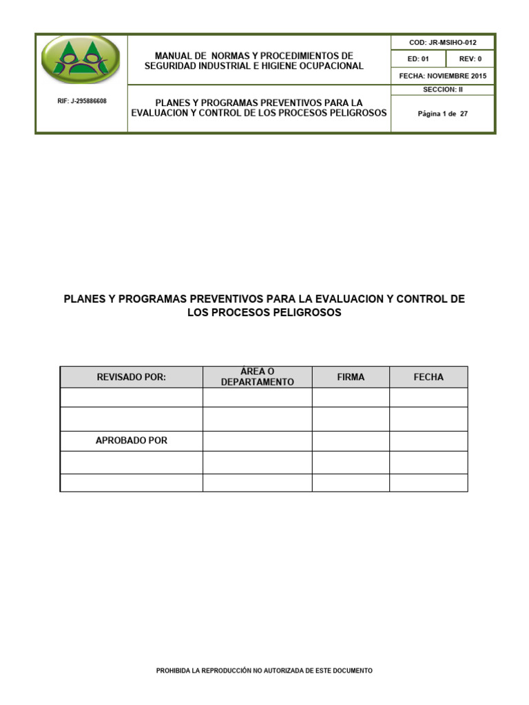 JR-012 Programas Preventivos | PDF | ruido | Sonido