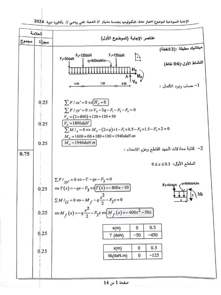 Correction Bac Tech G Civil 2024 | PDF