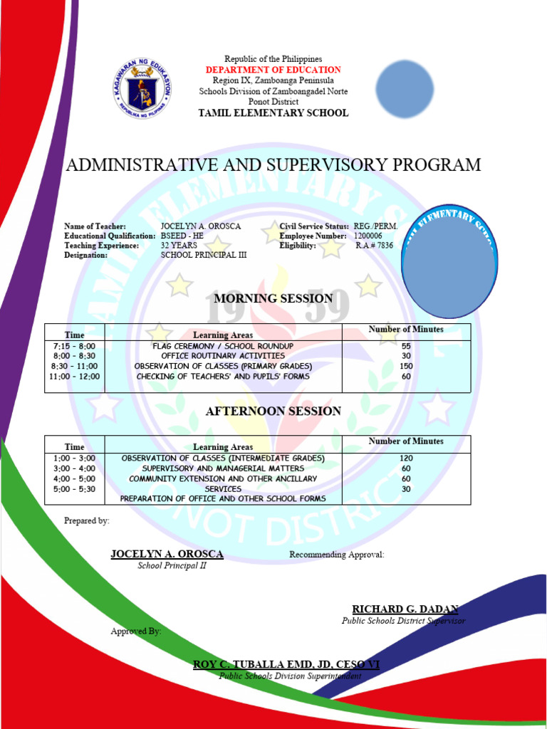CLASS PROGRAM - Copy - FINALdocx | PDF | Teachers | Educational Personnel