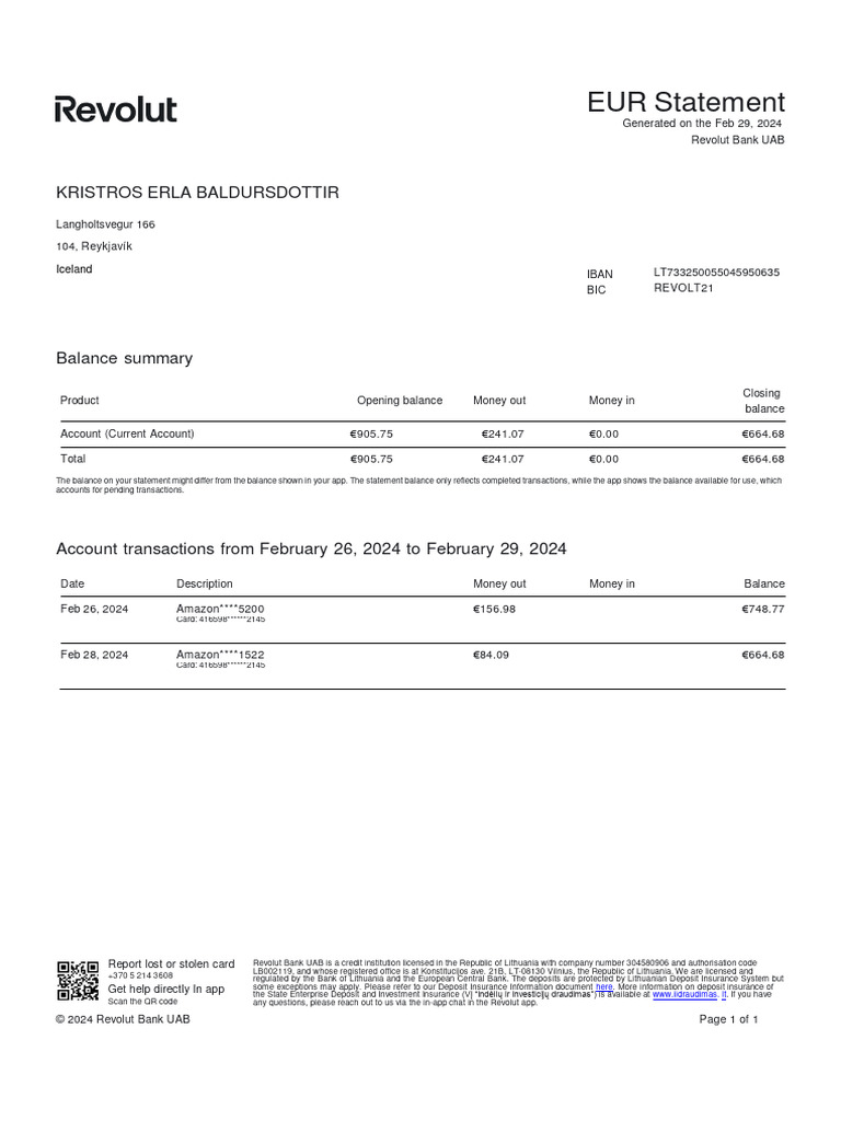 Account Statement - 2024 02 26 - 2024 02 29 - en - 5c9dce | PDF | Banks ...