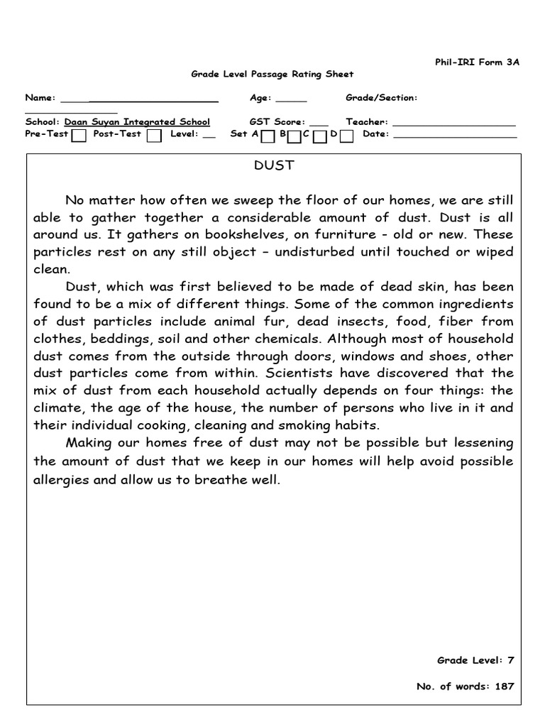 Form 3a English | Pdf | Pain | Dust