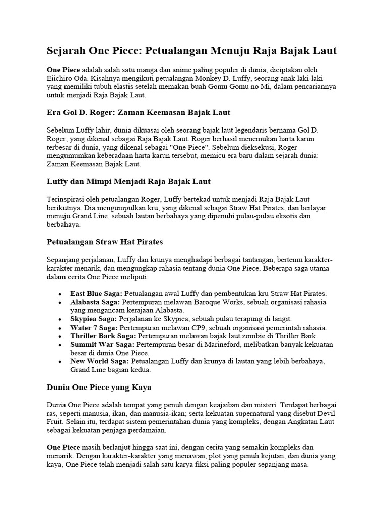 SEJARAH ONE PIECE | PDF