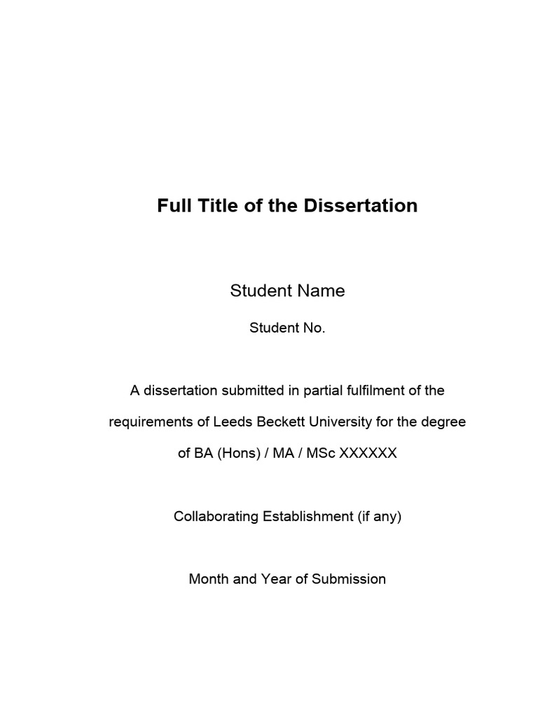 Leeds Beckett Dissertation Template | PDF | Thesis | Inquiry