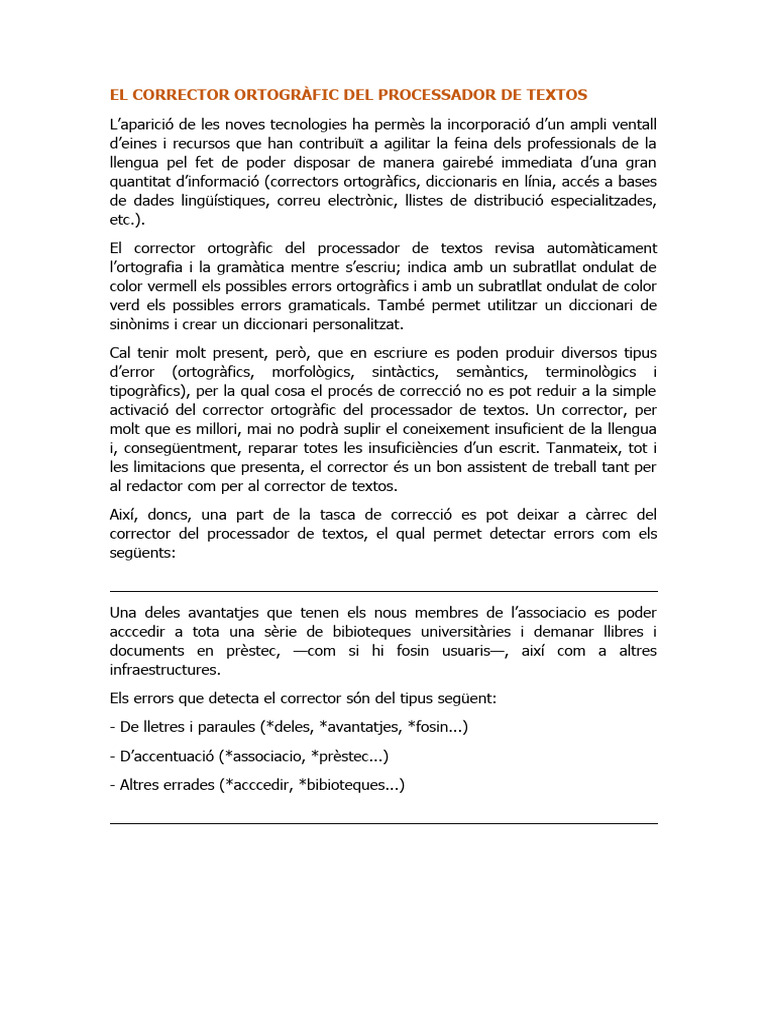 4-El Corrector Ortogràfic Del Processador de Textos | PDF