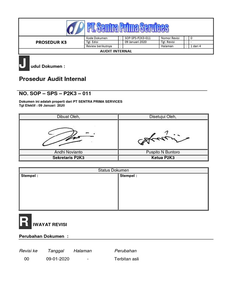 11 Sop-Sps-P2k3 Audit Internal | PDF
