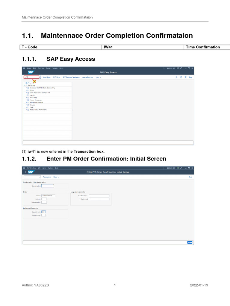 SAP Maintenance Order Confirmation Guide | PDF | Computers