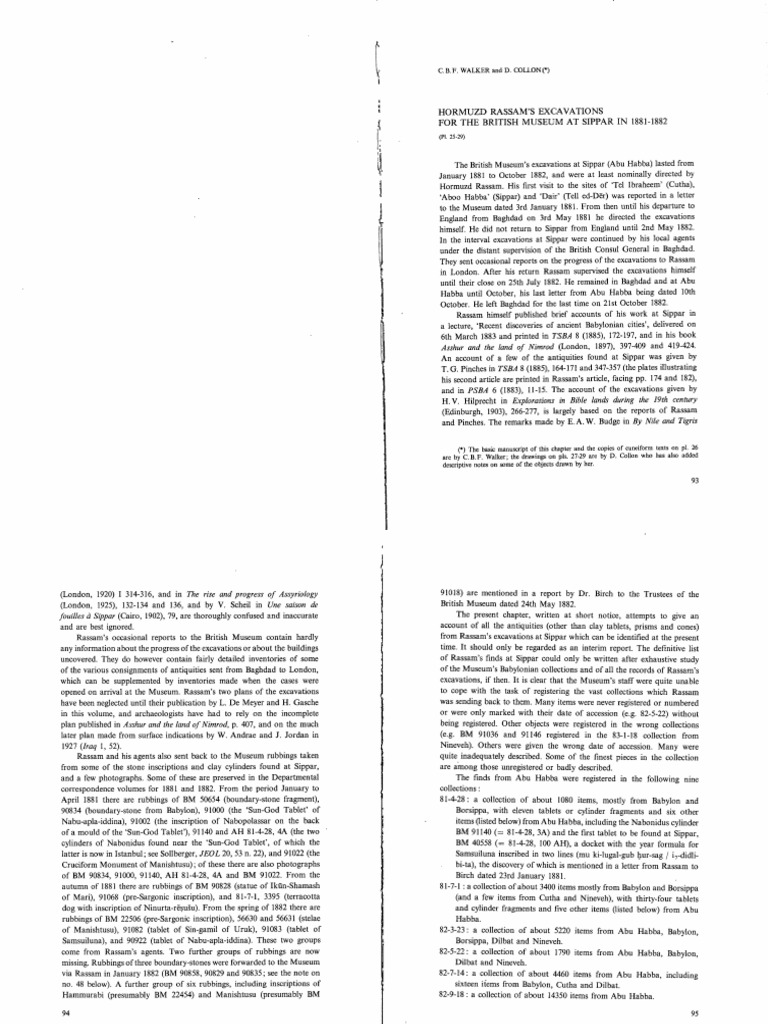 Walker & Collon 1980 Hormuzd Rassam's Excavations For The British ...