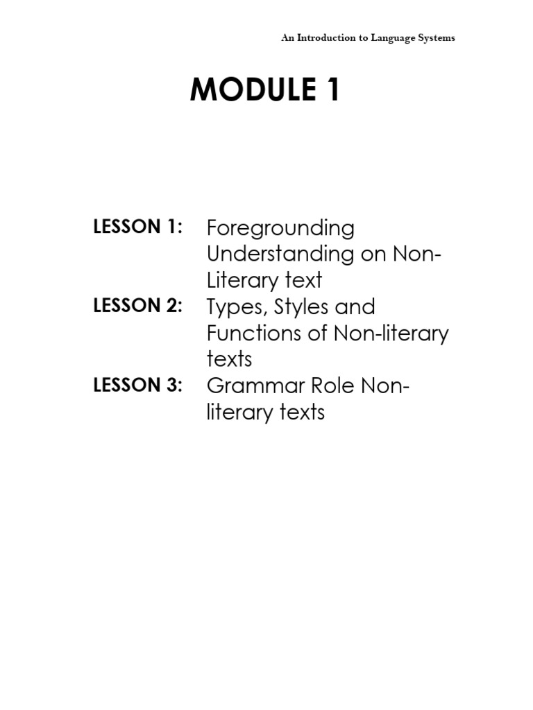 Language of Non-LIterary Texts MODULE 1 Lesson 1 | PDF | Information ...