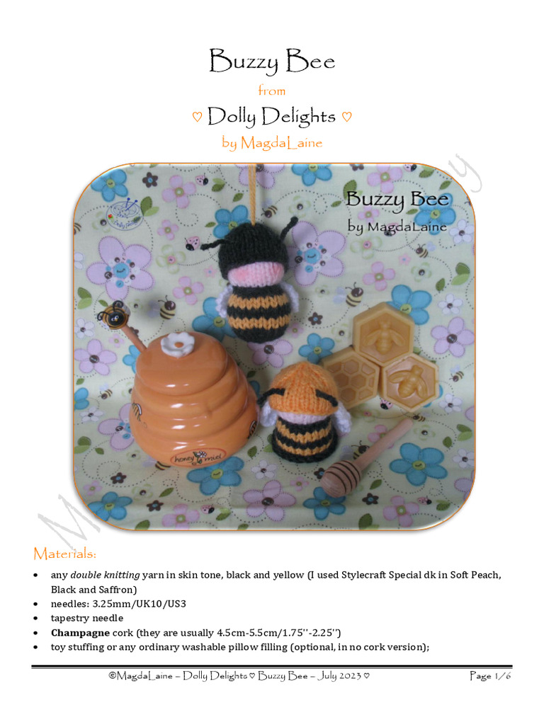 Buzzy Bee by MagdaLaine Knitting | PDF | Knitting | Clothing