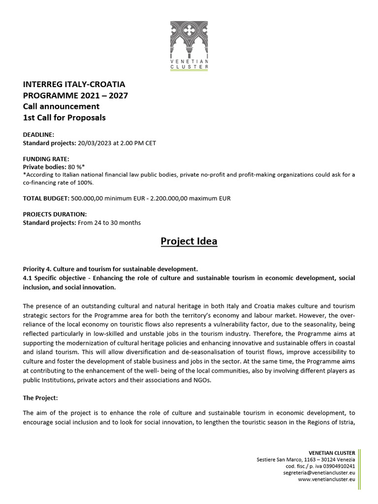 Project Fiche Barche - Italia Croazia | PDF | Tourism | Venice