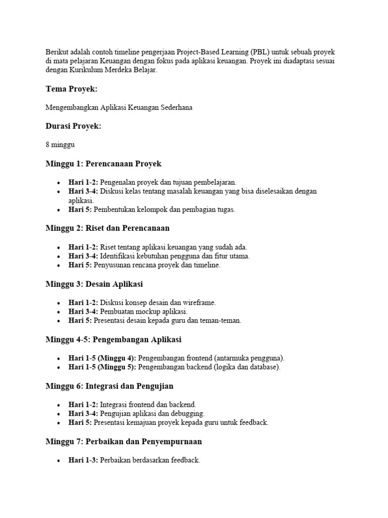 Berikut Adalah Contoh Timeline Pengerjaan Project | PDF | Bisnis