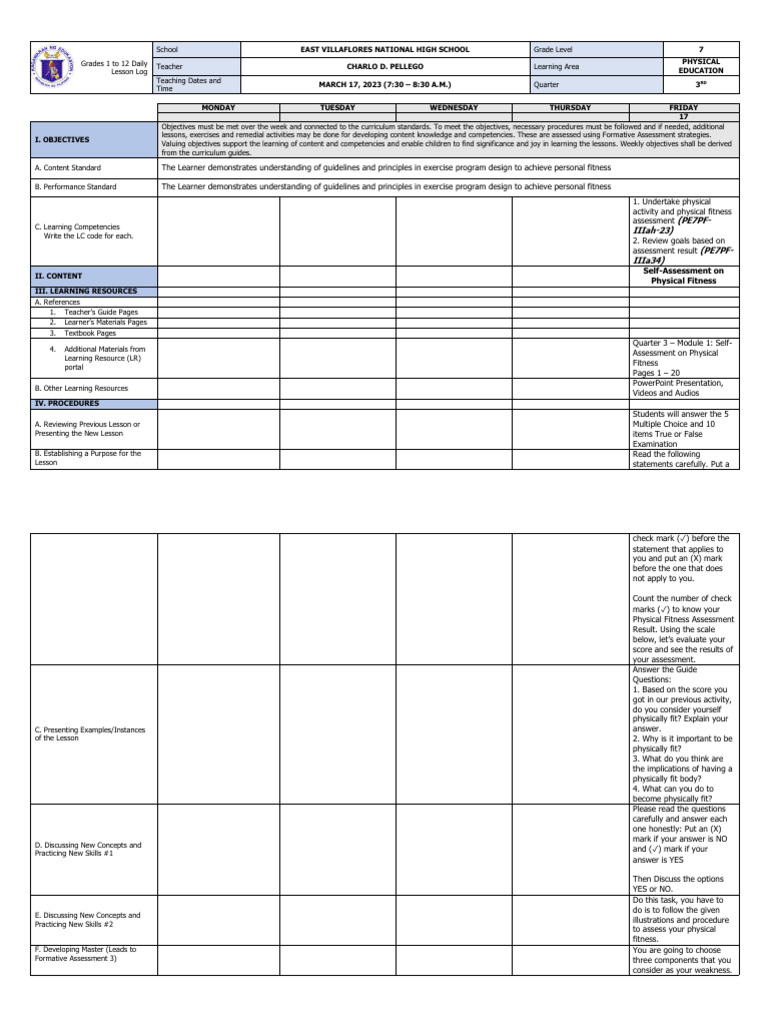 Pe 3RD Quarter | PDF | Learning | Curriculum