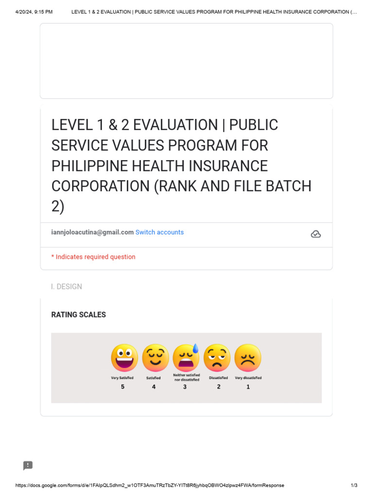 Level 1 & 2 Evaluation - Public Service Values Program For Philippine ...