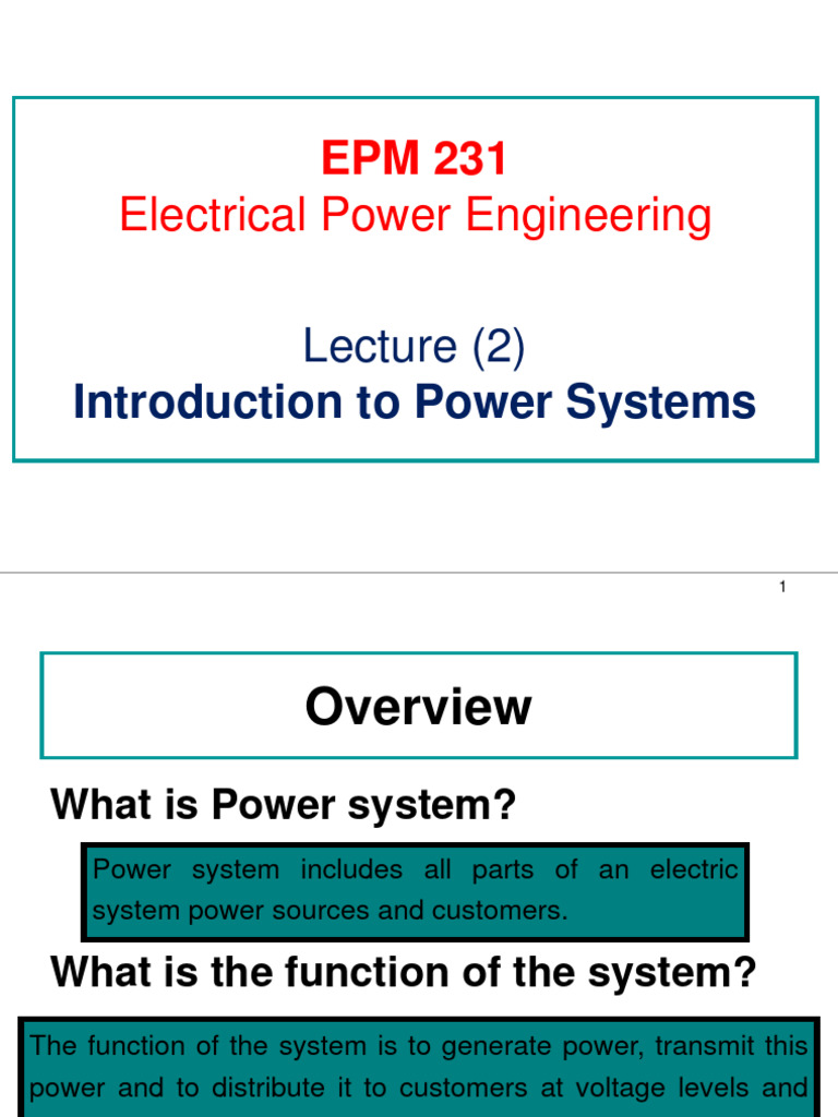 Lecture 2 - Introduction To Power Systems | PDF | Electric Power ...