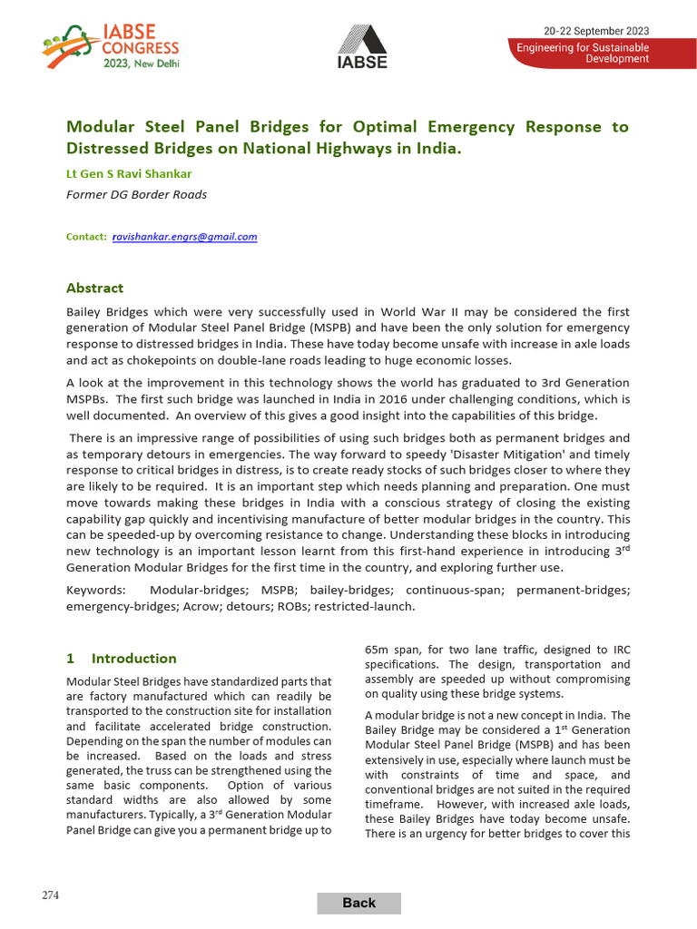 Modular Steel Panel Bridges For Optimal Emergency Response To ...